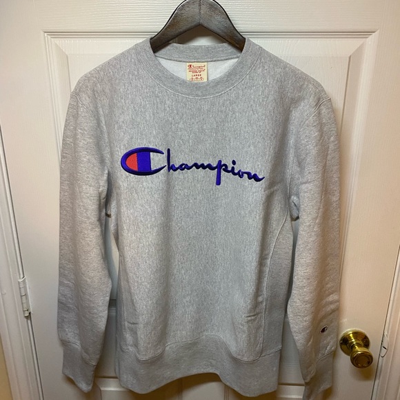 Champion | Sweaters | Mens Champion Logo Script Sweater Rare | Poshmark